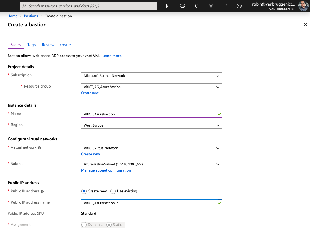 Azure Bastion – RDP and SSH to Azure – Robin van Bruggen